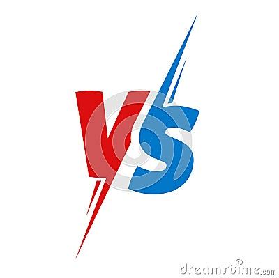 Vs Or Versus Text Logo For Battle Or Fight Game Vector Flat Cartoon Red