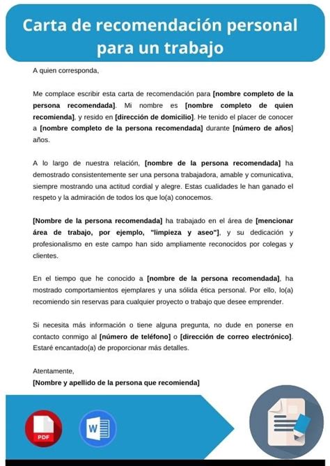Carta de Recomendación de Inquilino Word PDF