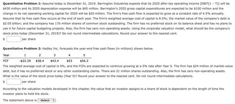 solved quantitative problem 1 assume today is december 31