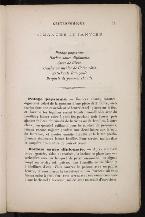 Calendrier Gastronomique Pour L Annee 1867 Les 365 Menus Du Baron