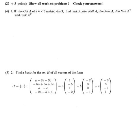 Solved If Dimcola Of A Matrix A Is Find Rank Chegg