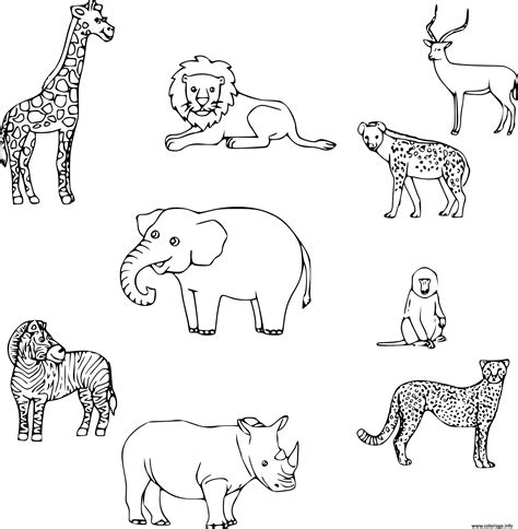 Coloriage Animaux Savane Dessin Animaux à imprimer