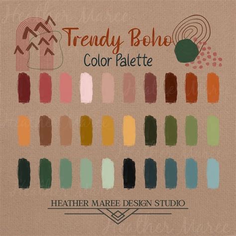 Boho Color Palette Boho Procreate Palettes Earthy Color Etsy In 2023