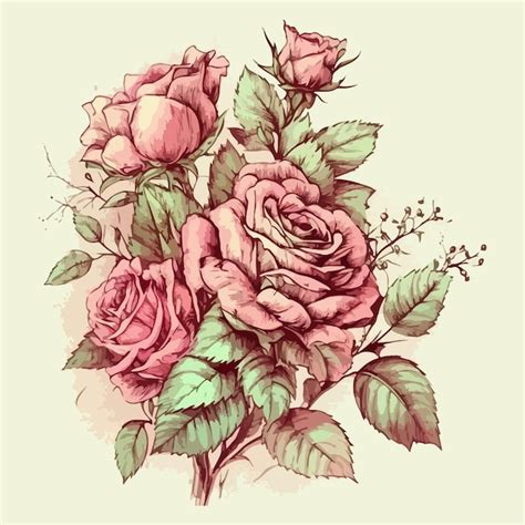 Pintura em aquarela de um buquê de rosas Vetor Premium