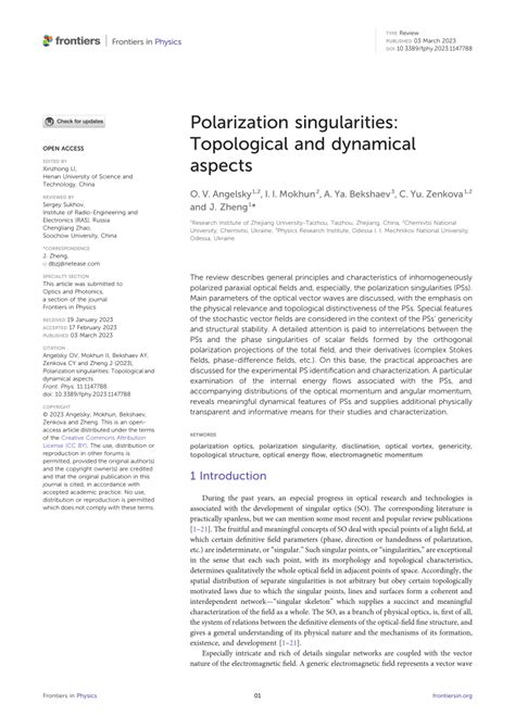 pdf polarization singularities topological and dynamical aspects