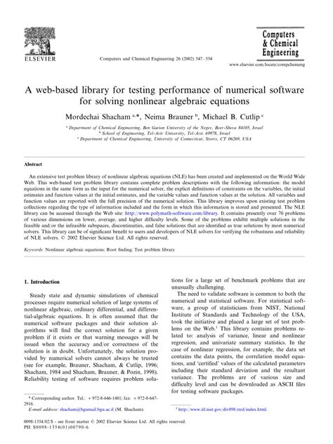 pdf a web based library for testing performance of numerical software for solving nonlinear