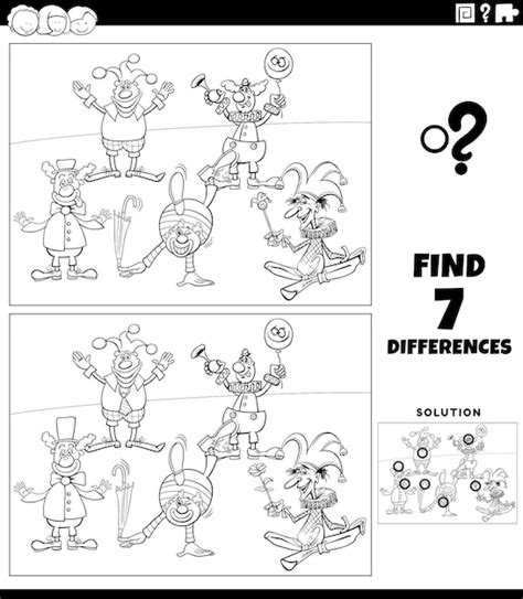 Tarea De Diferencias Con Dibujos Animados De Payasos Para Colorear