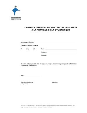Fillable Online Gymnastiquelechesnay78 Certificat Medical De Non Contre