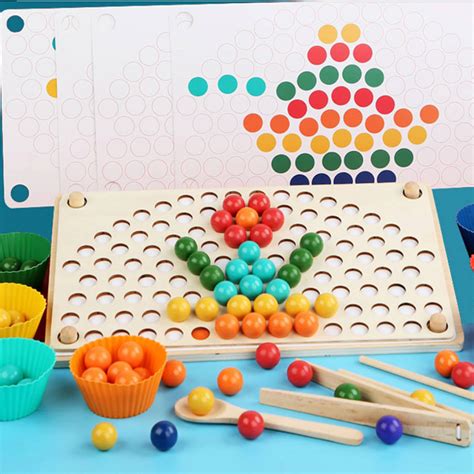 Drewniana Układanka Koraliki Mozaika Montessori NO 996 12 C793