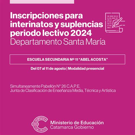 Ministerio de Educación Gobierno de Catamarca Inscripciones y