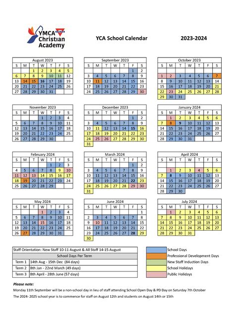 School Calendar YMCA Christian Academy YMCA Christian Academy
