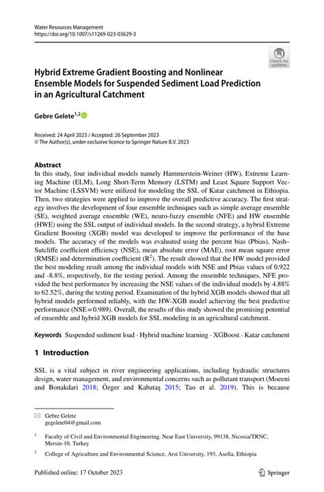 pdf hybrid extreme gradient boosting and nonlinear ensemble models for suspended sediment load