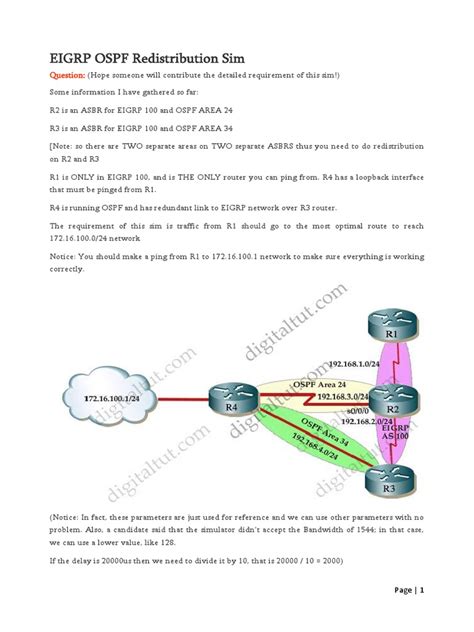 eigrp ospf redistribution sim pdf pdf router computing internet protocols