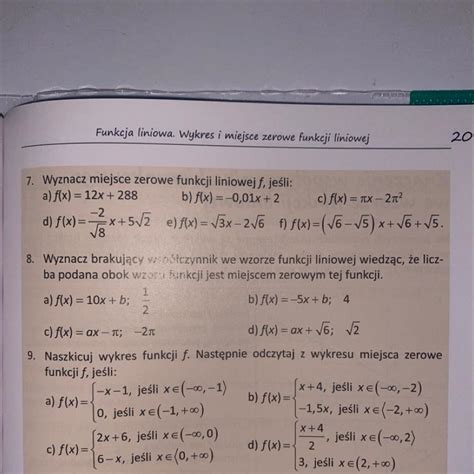7 Wyznacz miejsce zerowe funkcji liniowej f jeśli Brainly pl