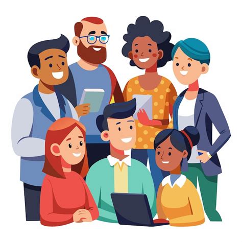 Um Grupo Diversificado De Pessoas Sorrindo E Olhando Para Um Laptop