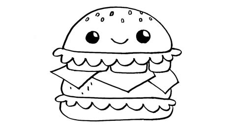 笑顔のハンバーガー 印刷可能ぬりえ無料ダウンロード
