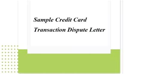 Sample Credit Card Transaction Dispute Letter Assignment Point