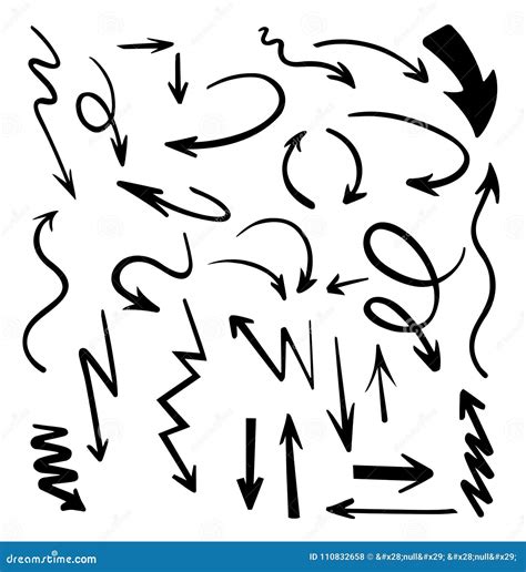 Vector Abstract Black Hand Drawn Arrows Set Illustration Of Grunge