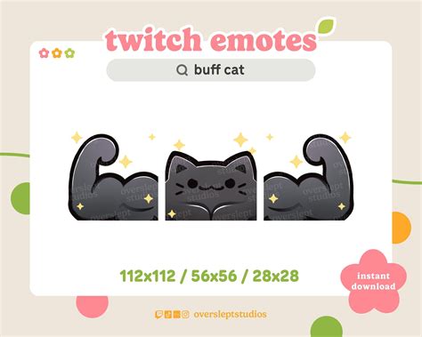 Buff Cat Emote Pack For Twitch And Discord Black Cat Twitch Emotes