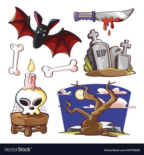 Hand Drawn Halloween Element Collection Design Vector Image