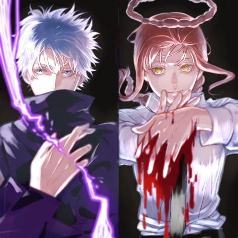 Makima And Gojou Satoru Chainsaw Man And 1 More Drawn By Ojou
