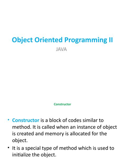 oop ii constructor pdf constructor object oriented programming programming