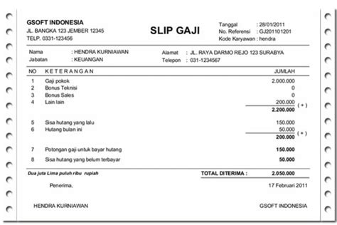 Contoh Slip Gaji Sederhana Dan Formatnya Bisa Dibuat Dengan Mudah
