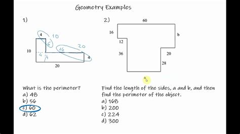 how to find lengths of missing sides and finding perimeter of irregular shape youtube