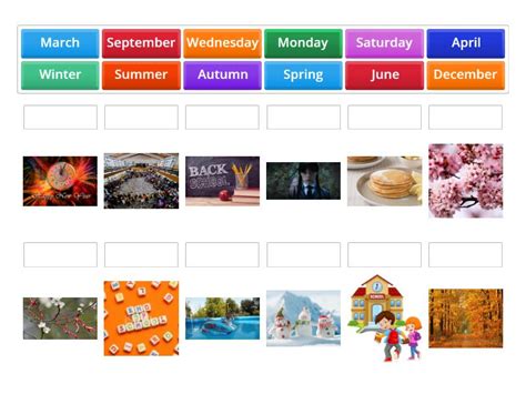 Months Seasons And Days Of The Week Match Up