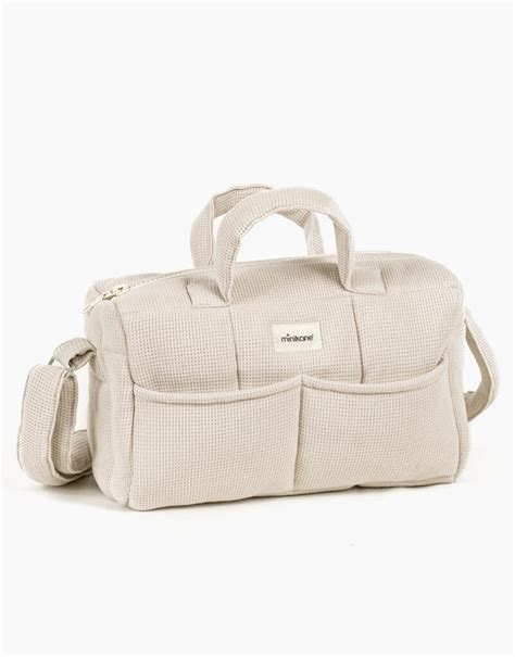 Sac à langer poupée en maille nid d abeille lin Minikane