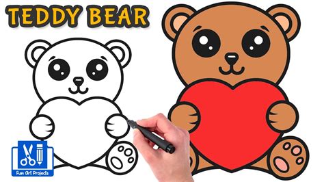 How To Draw Teddy Bear Holding A Heart How To Draw Cute Things Step