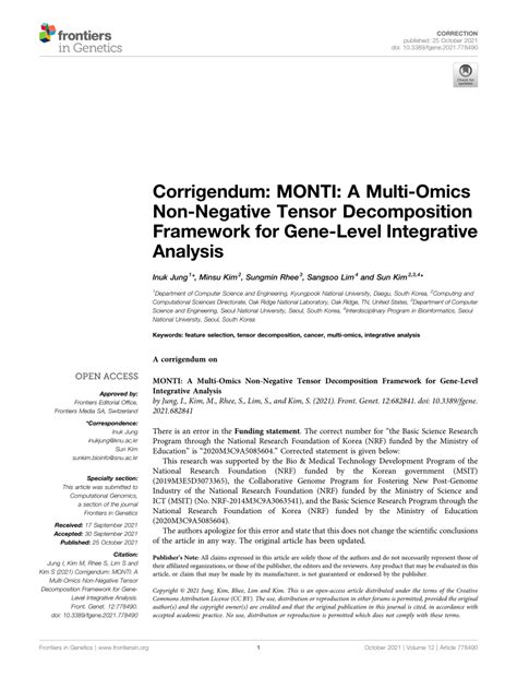 pdf corrigendum monti a multi omics non negative tensor decomposition framework for gene