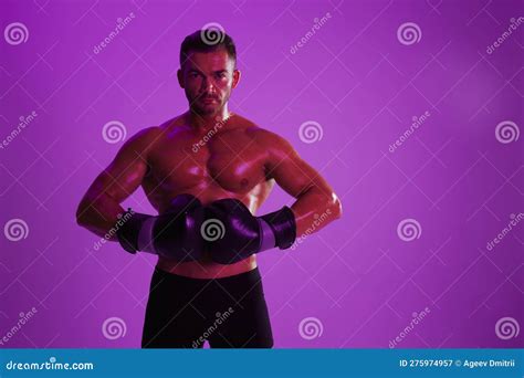 Man Bodybuilder Boxer Muscle Workout With Naked Torso Advertising