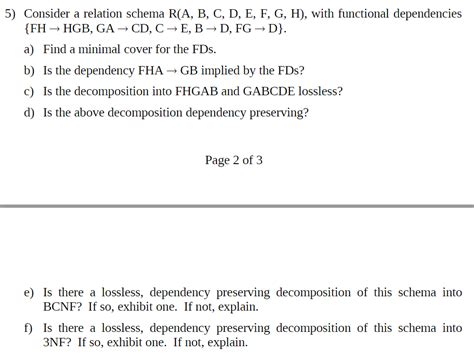 solved 5 consider a relation schema r a b c d e f g