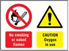 No Smoking Or Naked Flames Caution Oxygen In Use Safety Sign Mp