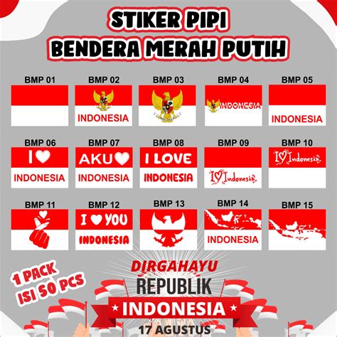 Jual Stiker Pipi Bendera Merah Putih Sticker Pipi Bendera HUT