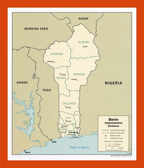 Administrative Divisions Map Of Benin 2007 Maps Of Benin Maps Of