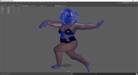 D Model Big Fat Naked African Female Cartoon Black Afro Rigged Woman