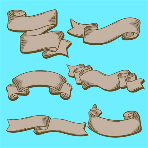 Premium Vector Hand Drawn Vintage Ribbon Banner Collection