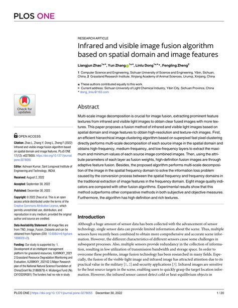 pdf infrared and visible image fusion algorithm based on spatial domain and image features