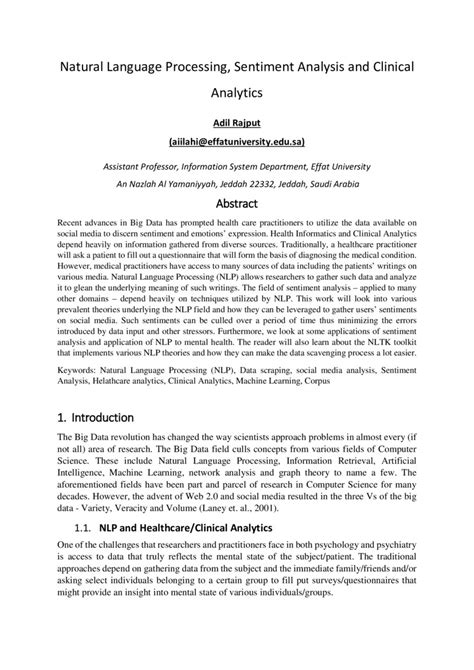 natural language processing sentiment analysis and clinical analytics deepai