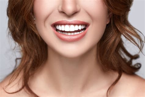 Healthy White Smile Close Up Beauty Woman With Perfect Smile Lips And