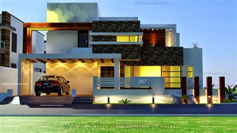 1 Kanal Modern Contemporary Design 3D Front Elevation Sukh Chayn