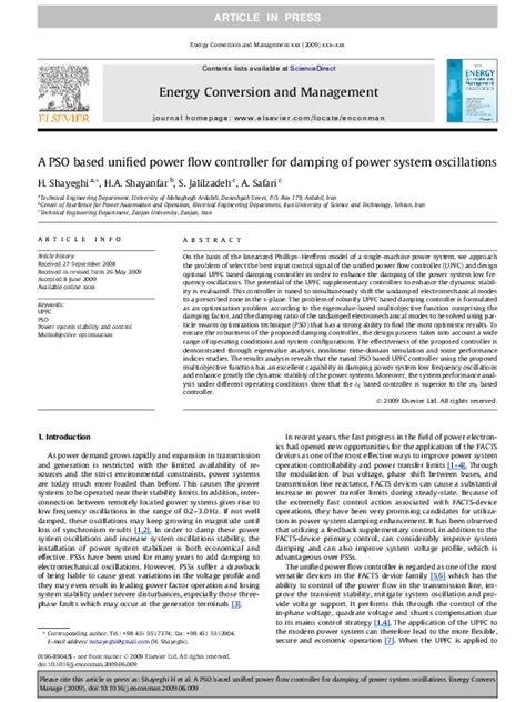 pdf a pso based unified power flow controller for damping of power system oscillations