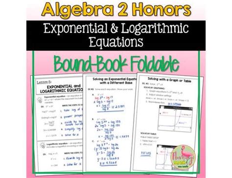 exponential and logarithmic equations foldable by flamingo math by jean adams