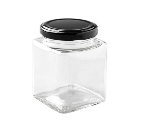Frasco De Vidrio Cuadrado Con Tapa Negra De 200 Mililitros TIPS A 161 03