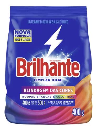 Sabão em pó Brilhante Limpeza Total Roupas Brancas e Coloridas Limpeza