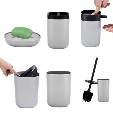 SZCZOTKA DO WC ZESTAW KOMPLET KOSZ NA ŚMIECI ŁAZIENKOWY MYDELNICZKA 6W1