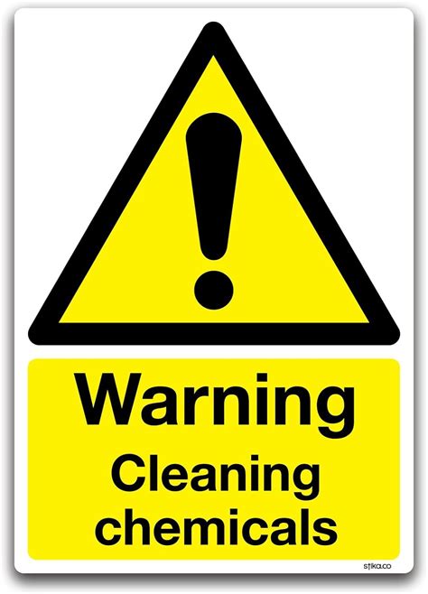 Warning Cleaning Chemicals Safety Sign 15x20cm Self Adhesive Vinyl