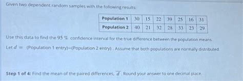 solved given two dependent random samples with the following